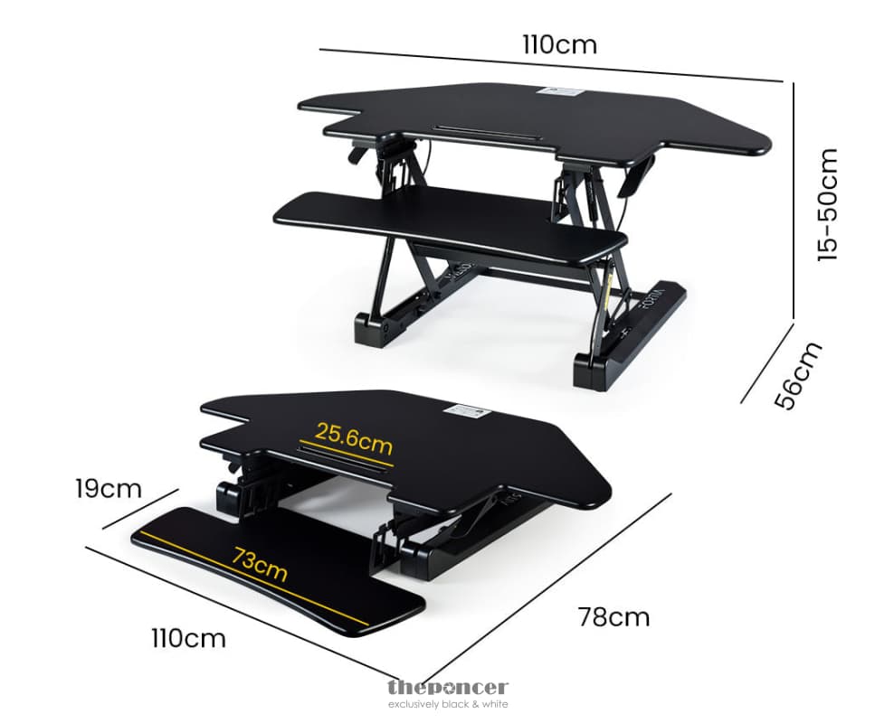 Fortia Corner Desk Riser 110cm Wide Adjustable Sit to Stand – theponcer