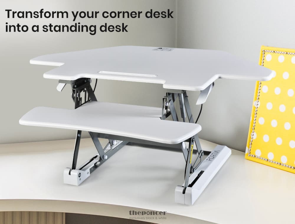 Fortia Corner Desk Riser 110cm Wide Adjustable Sit to Stand – theponcer