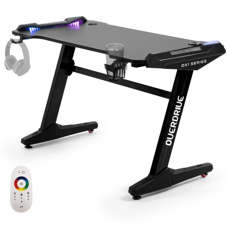 OVERDRIVE Gaming Desk 120x60cm Carbon Fiber Styling LED – theponcer